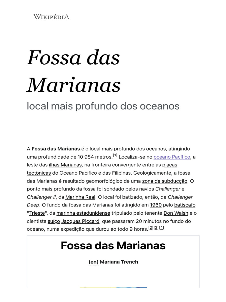 Fossa Das Marianas - Wikipédia, A Enciclopédia Livre | PDF
