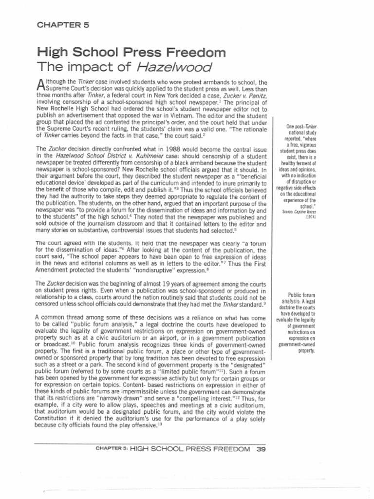 High School Press Freedom Analysis | PDF | First Amendment To The ...