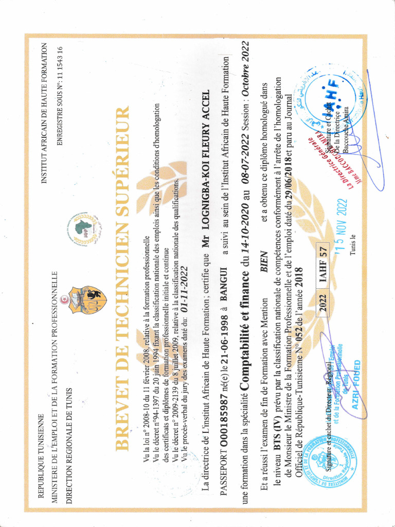 Brevet de Technicien Diplome | PDF