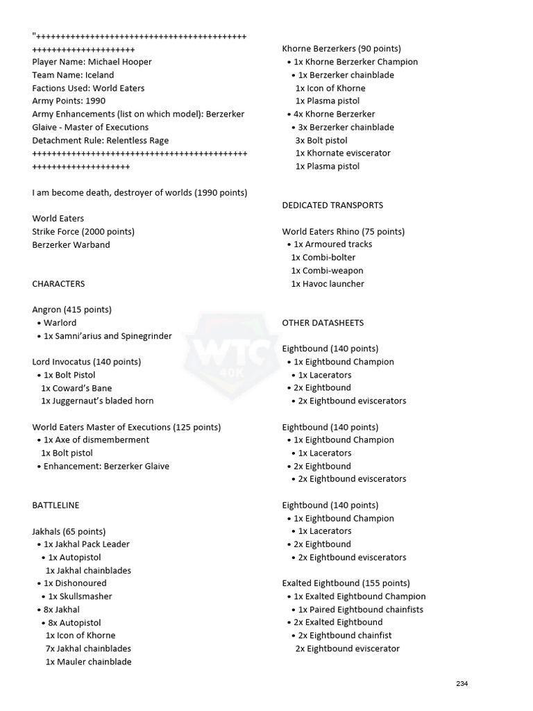 WTC 2024 Team Lists Post Correction (1) 235 | PDF