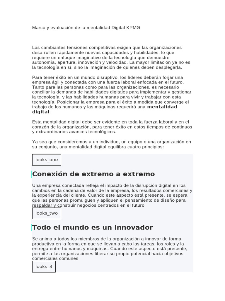 Marco y Evaluación de La Mentalidad Digital KPMG | PDF