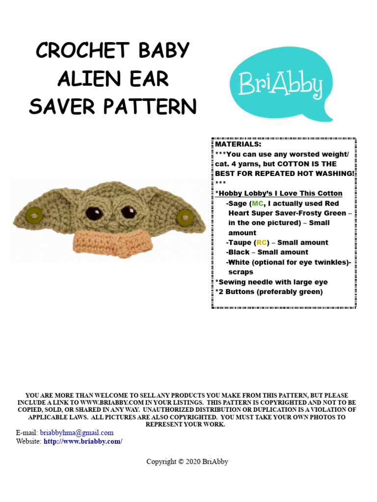 Baby_Alien_Ear_Saver_Pattern | PDF | Crochet | Textiles