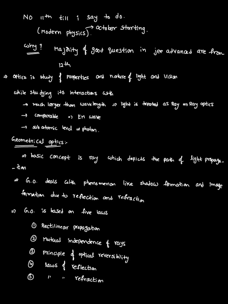 Ray Optics Notes JEE | PDF