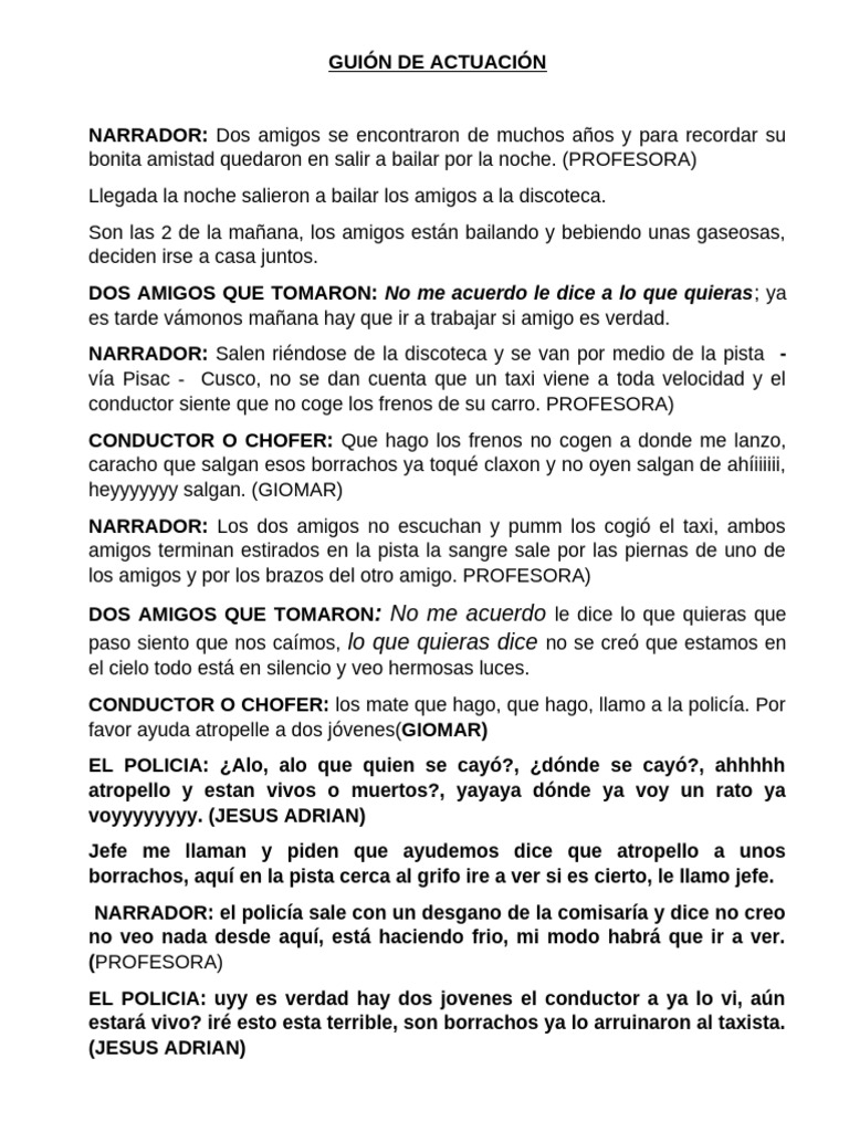 Guion de Actuación | PDF