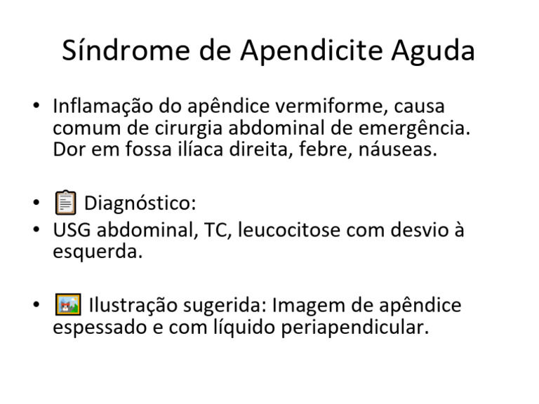 Apendicite Aguda Apresentacao - Sindromes - Clinicas - Rapidas | PDF