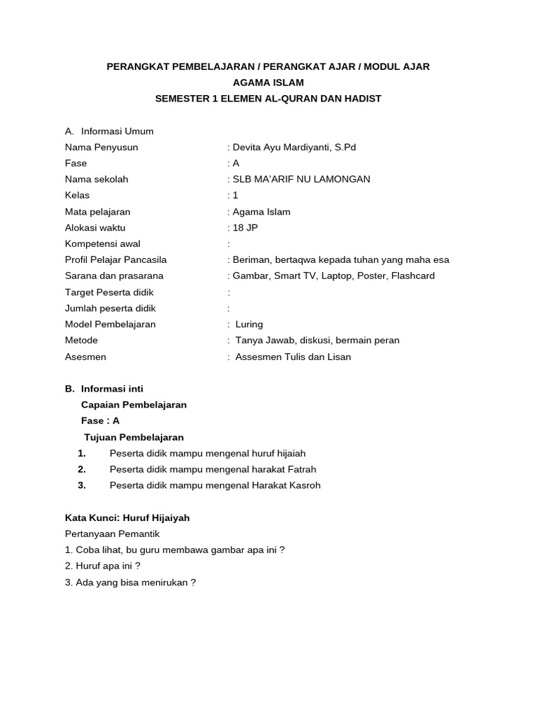 Modul Agama Elemen 1 | PDF