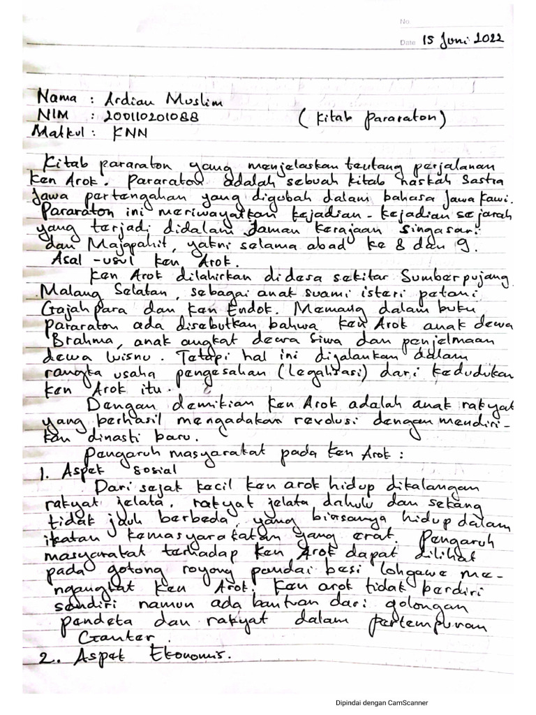 Ardian Muslim - 200110201088 - CTT - Pararaton | PDF