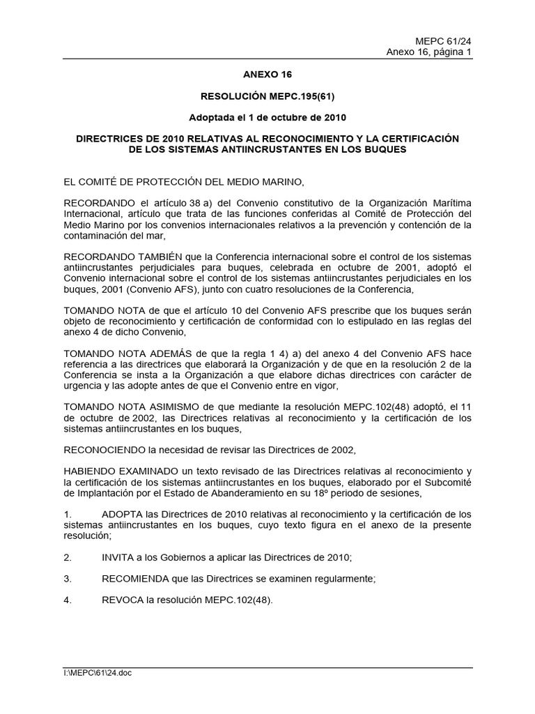 Resolución Mepc.195 | PDF