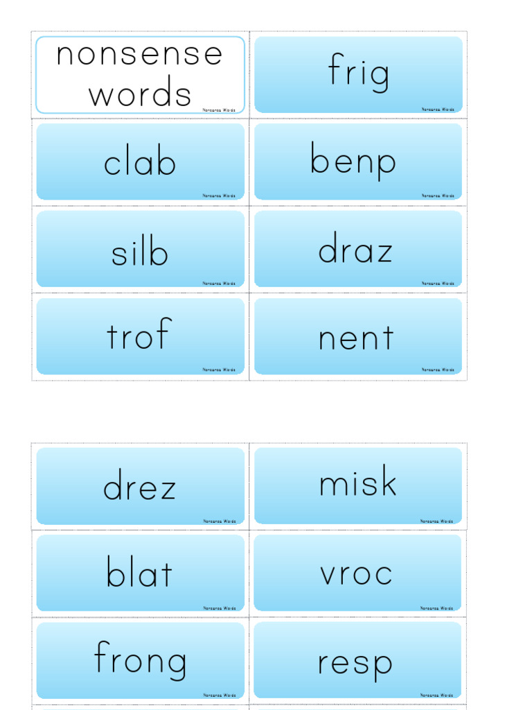 Blue Reading Nonsense Words | PDF