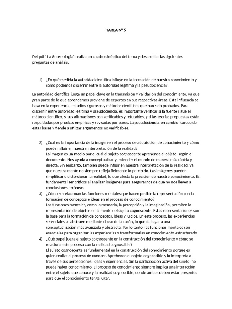 Tarea #6 | PDF | Conocimiento | Science