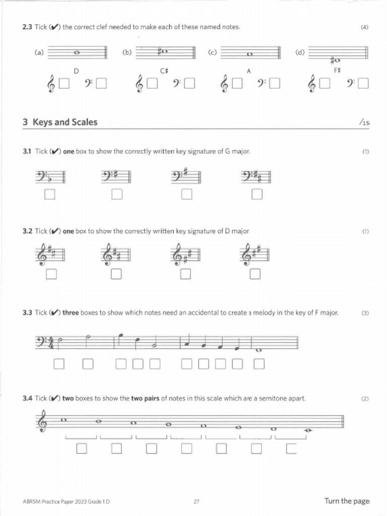 ABRSM Grade 1 - Practice Paper-27 | PDF