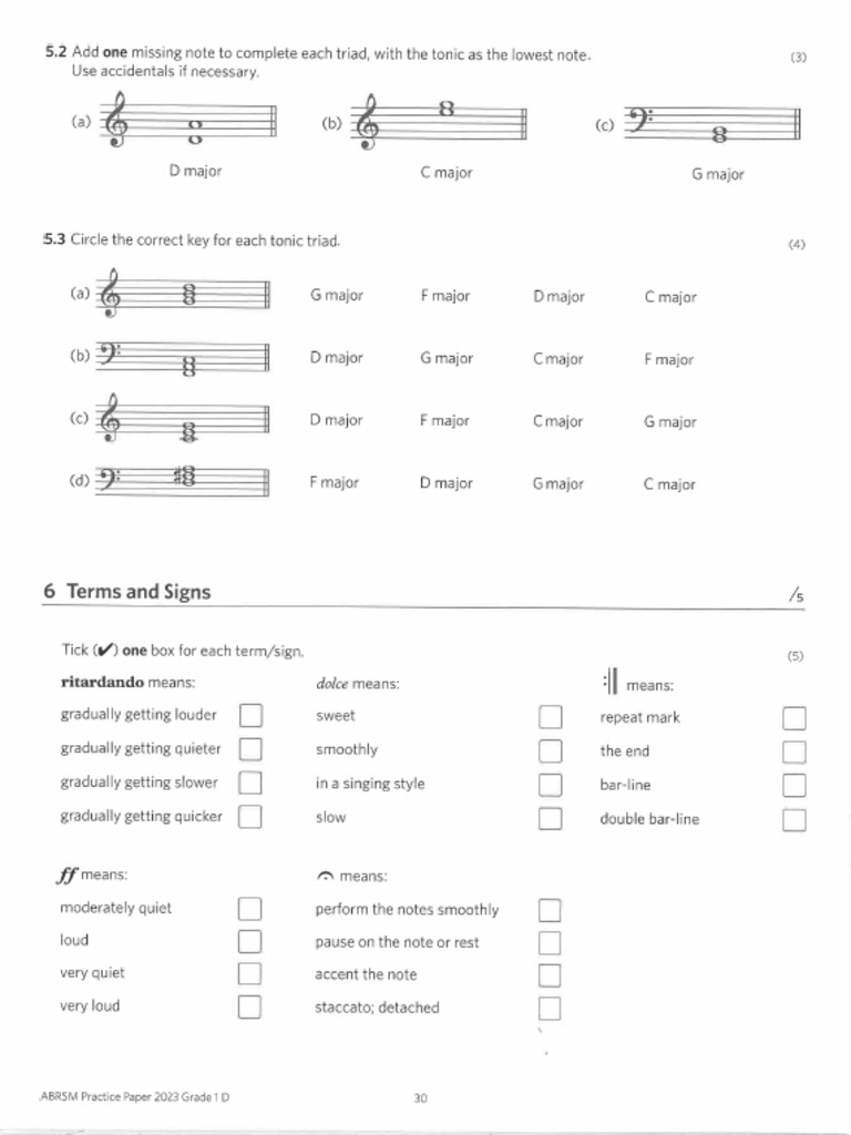 ABRSM Grade 1 - Practice Paper-30 | PDF