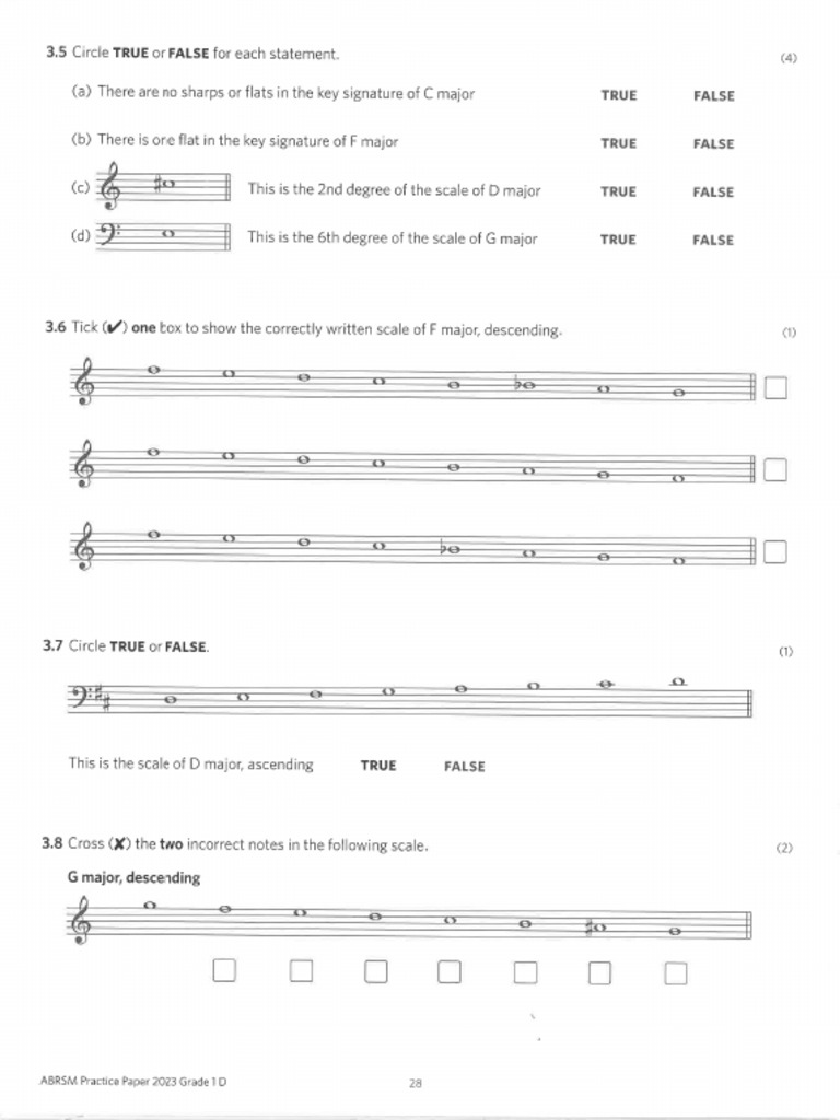 ABRSM Grade 1 - Practice Paper-28 | PDF