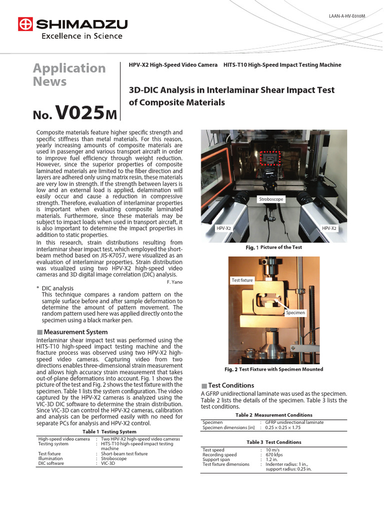 3D DIC Analysis of Interlaminar Shear Impact Test of Composite ...