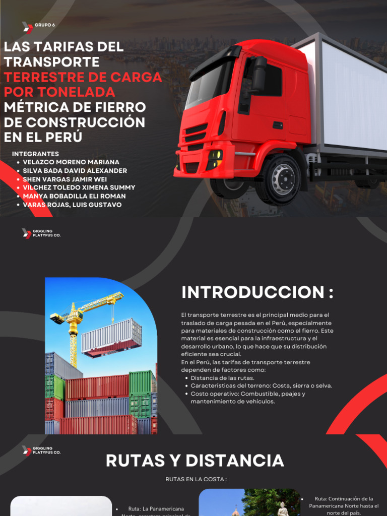 Grupo 6 las tarifas del transporte terrestre de carga por Tonelada ...