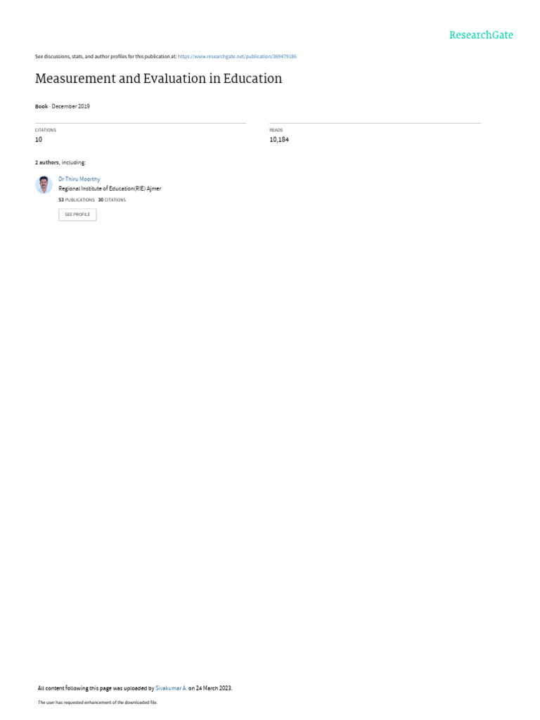 Measurementand Evaluationin Education | PDF | Level Of Measurement ...