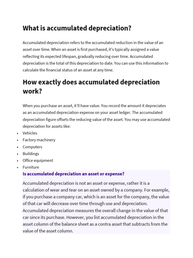 Understanding Accumulated Depreciation | PDF