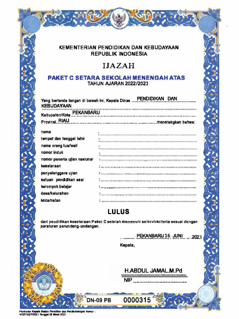 IJAZAH Kosong | PDF