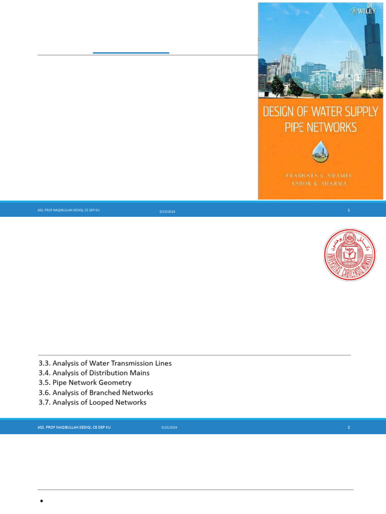 Water Supply Pipe Network Analysis | PDF | Discharge (Hydrology)