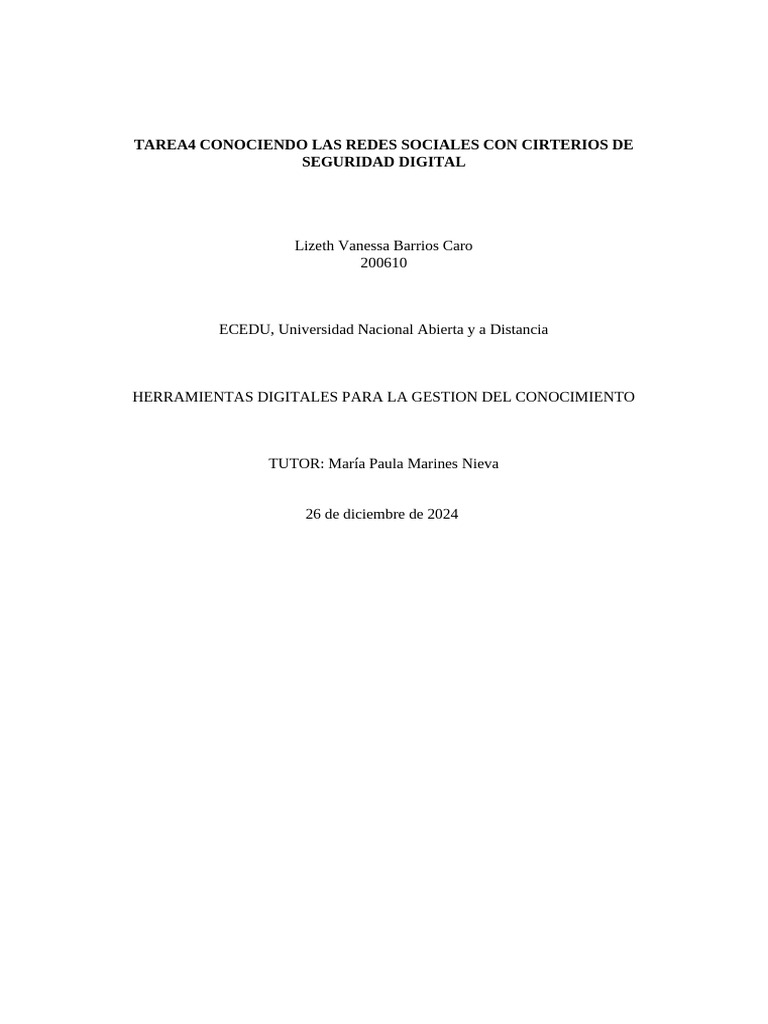 Anexo 3 - Formato Entrega Tarea4 | PDF | Redes sociales | Cultura popular y estudios de los ...