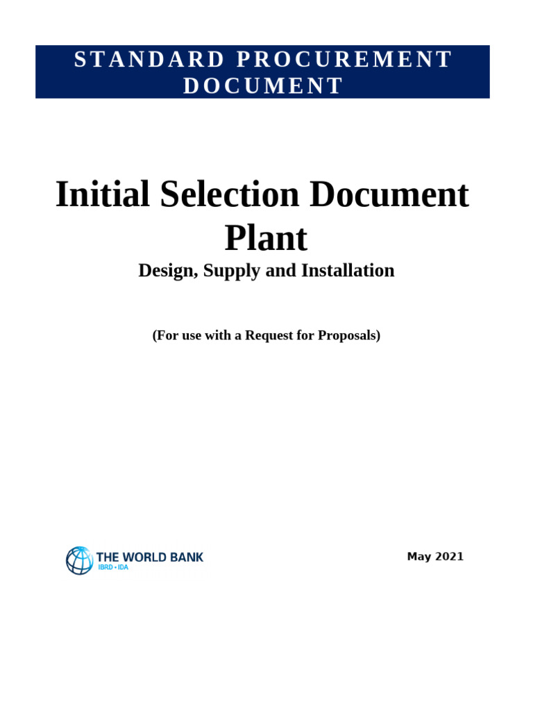 SPD Initial Selection Doc PLANT May 2021 | PDF | Loans | Procurement