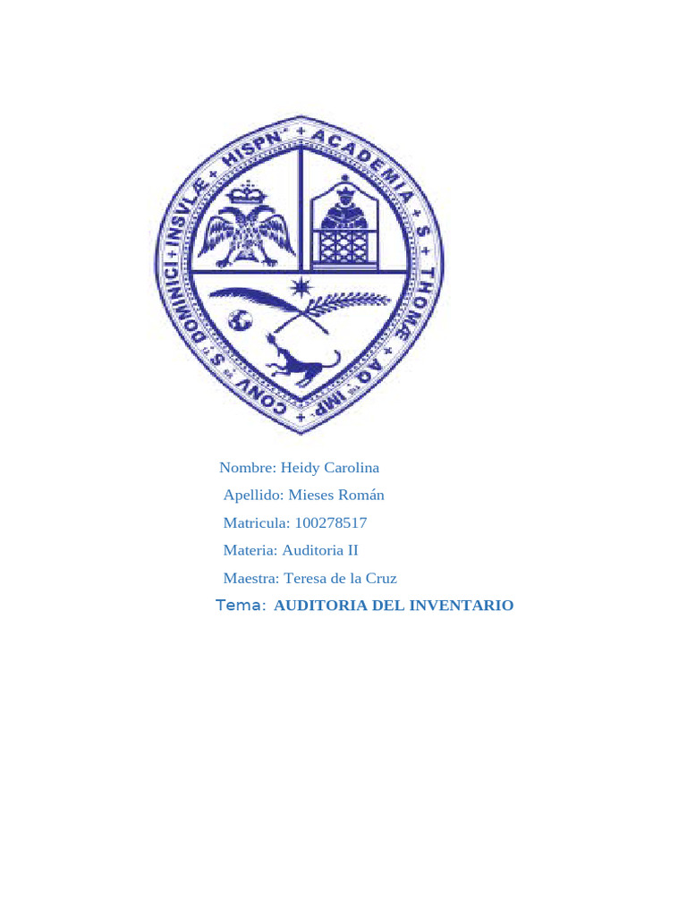 Heidy Carolina Mieses Roman 100278517 Informe de Lectura Inventario | PDF