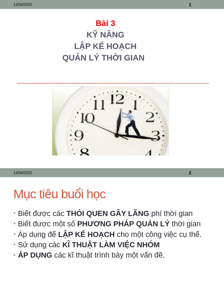 B3 - Ky Nang Quan Ly Thoi Gian - Lap Ke Hoach | PDF