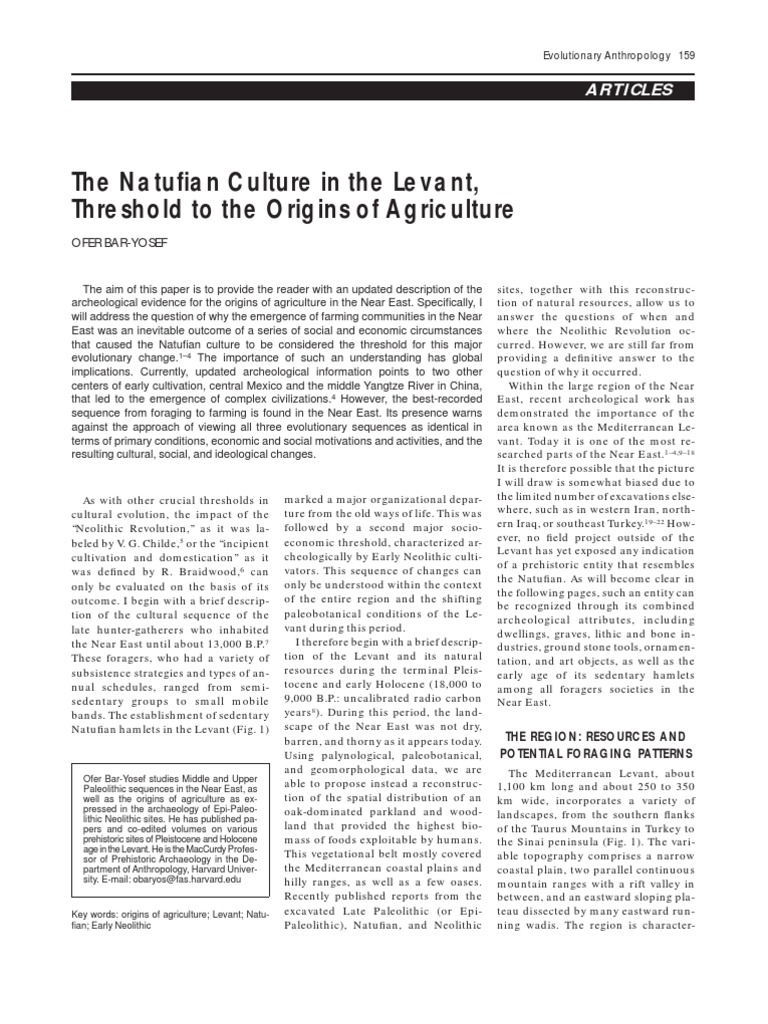 Bar Yosef - Natufian Culture in The Levant | PDF | Social Science | Travel