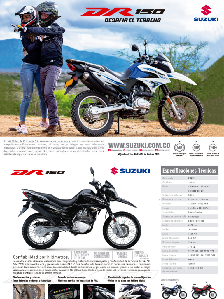 Suzuki DR 150: Motocicleta Todo Terreno | PDF | Sistema de freno ...