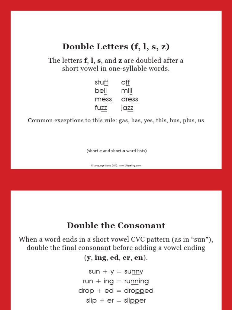 Spelling Rules for Consonants and Vowels | PDF | Word | Syllable