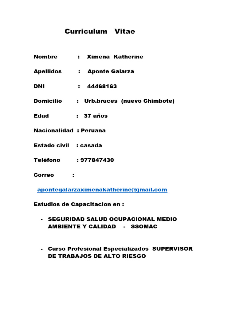 Curriculum Vitae ximena[1] | PDF