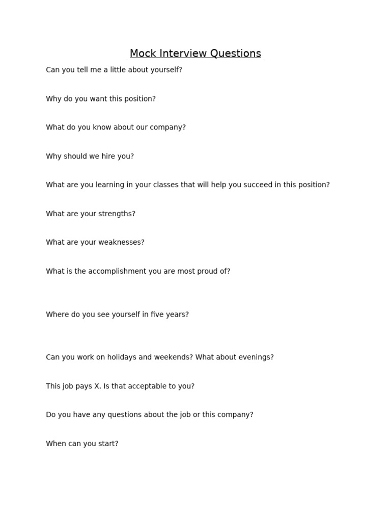 FACS 8 - Mock Interview Questions | PDF