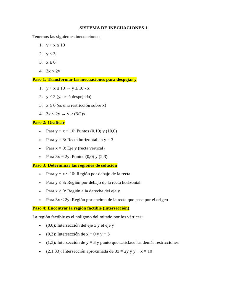 Sistema de Inecuaciones 1 y 2 | PDF