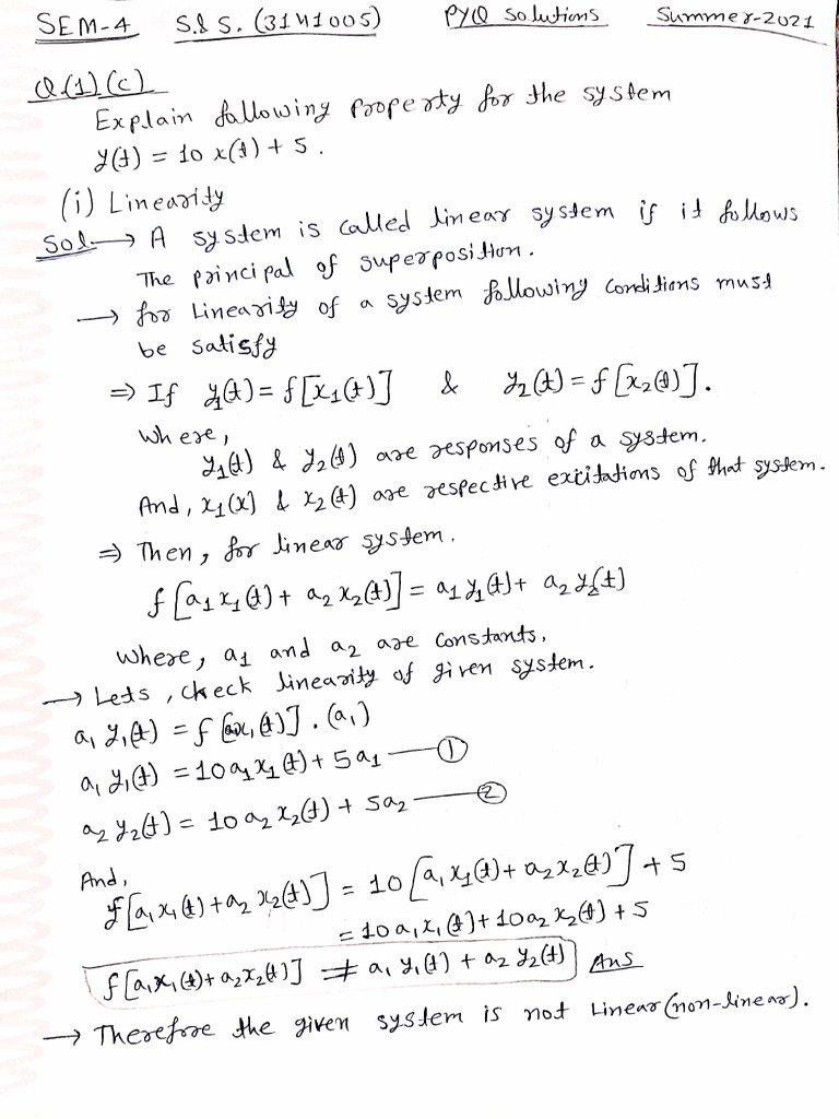 gtu - sem 4 - s&s - signals and systems - 3141005 - summer 2021 - question - 1 (c) - solution ...
