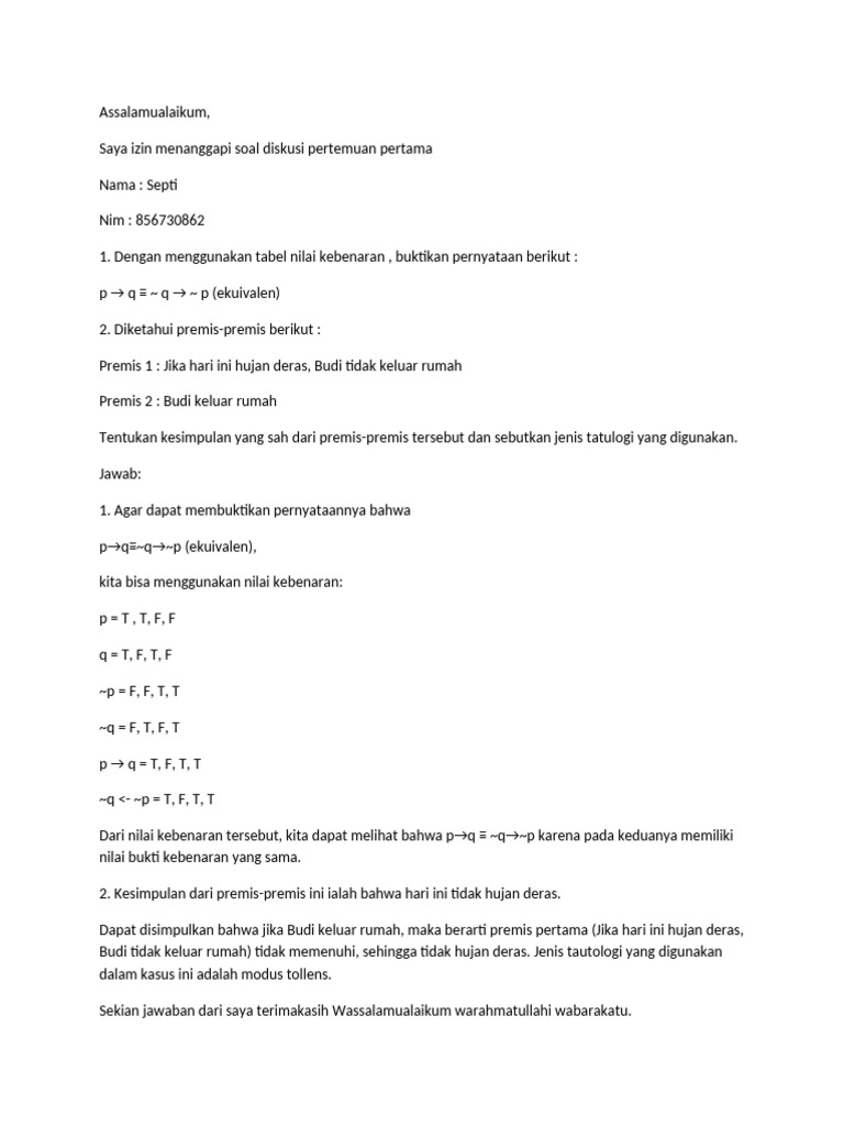 TUTON DISKUSI 1 MATEMATIKA | PDF