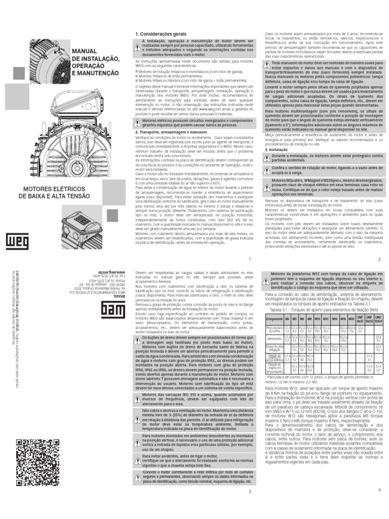 WEG WMO Motores Eletricos de Baixa e Alta Tensao Manual de Instalacao ...