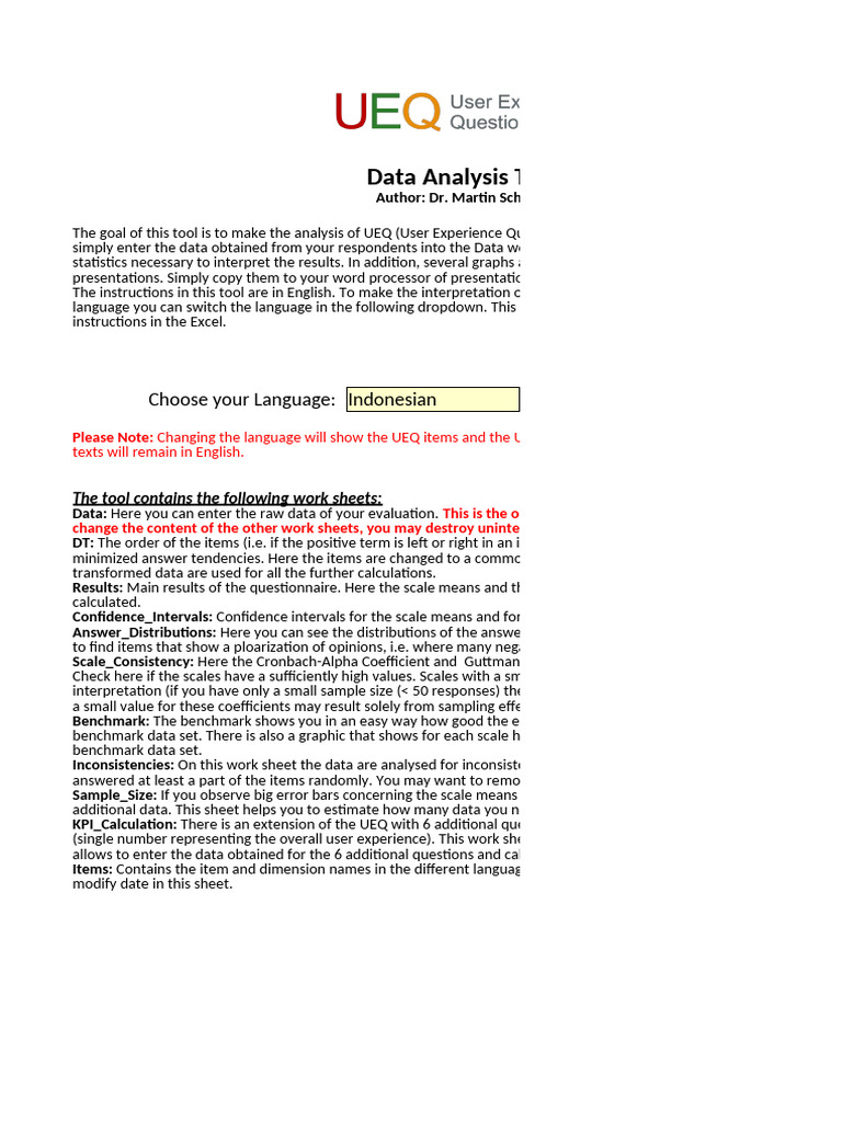 UEQ Data Analysis Tool Overview | PDF | Questionnaire | Statistical ...