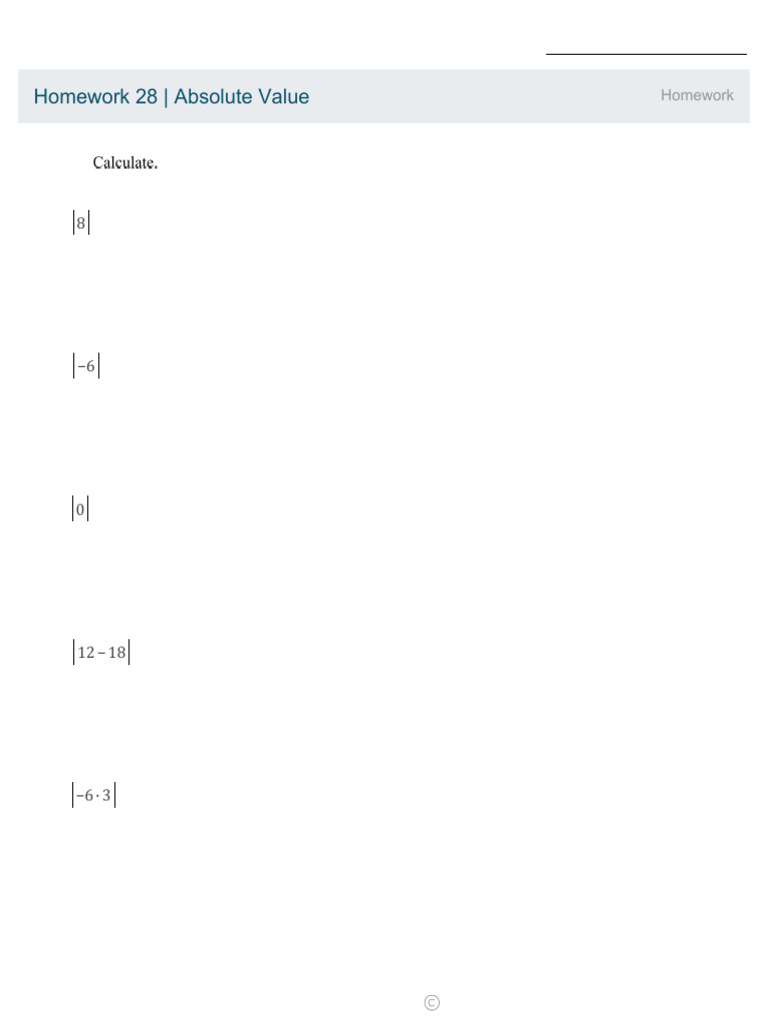 Absolute Value Homework Solutions | PDF