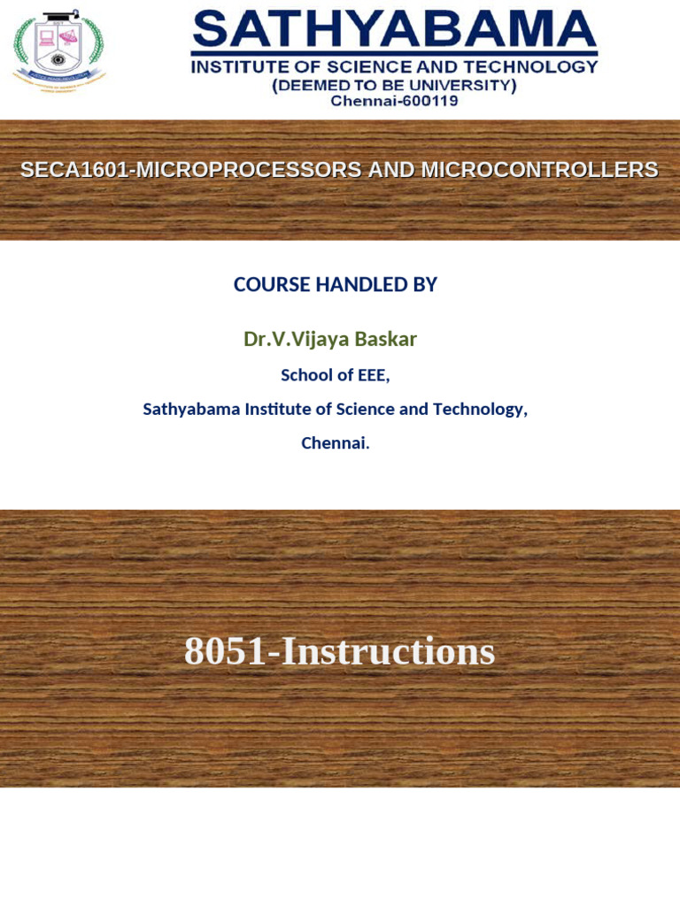 Unit 4 2.VVB 8051 Instructions | PDF | Computer Data | Computer Architecture