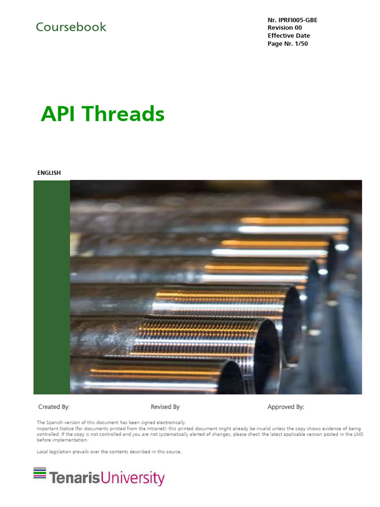 API Thread Characteristics and Standards | PDF | Numerical Control ...