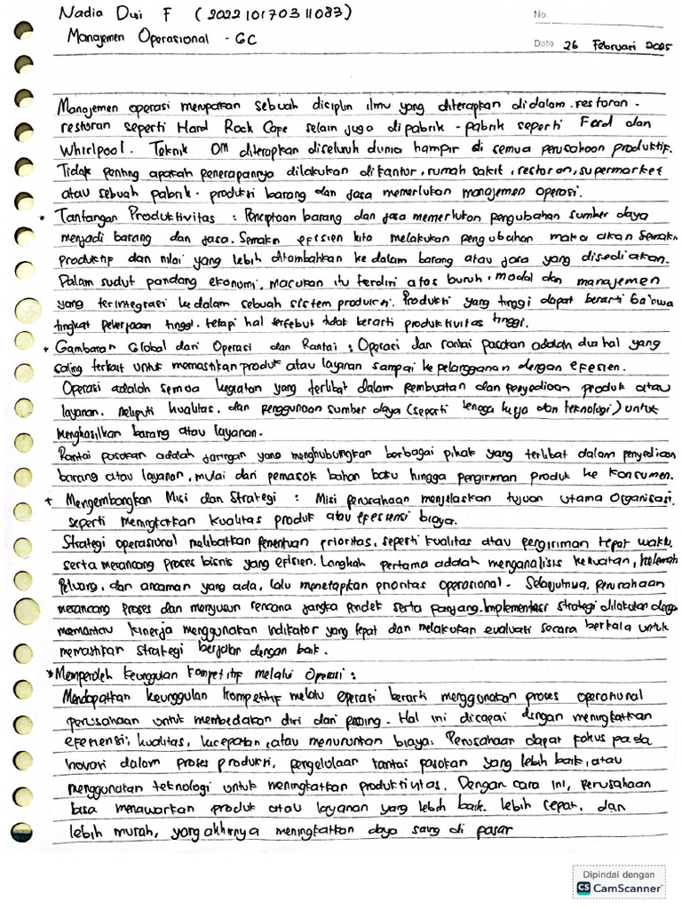 Nadia Dwi F - 2022-083 Manajemen Operasion | PDF