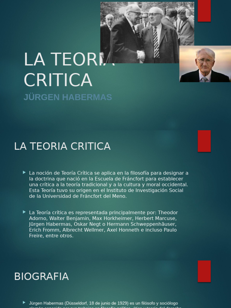 La Teoria Critica | PDF | Jürgen Habermas | La teoría crítica
