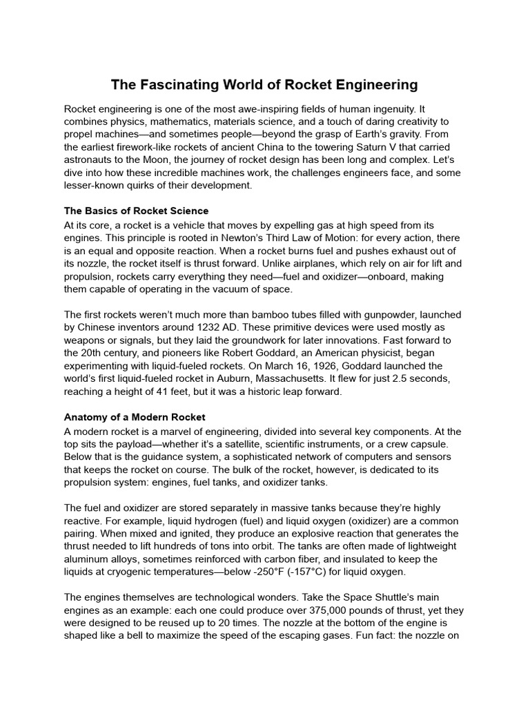 The Fascinating World of Rocket Engineering | PDF | Rocket | Space Capsule