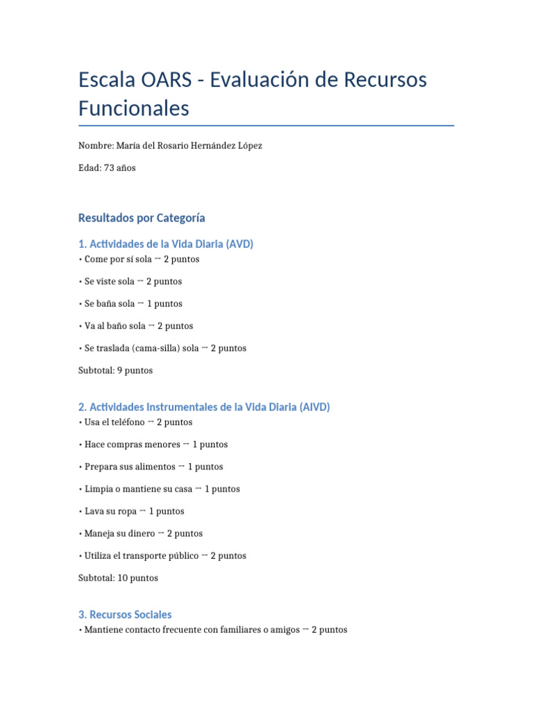 Escala_OARS_Maria_Hernandez | PDF
