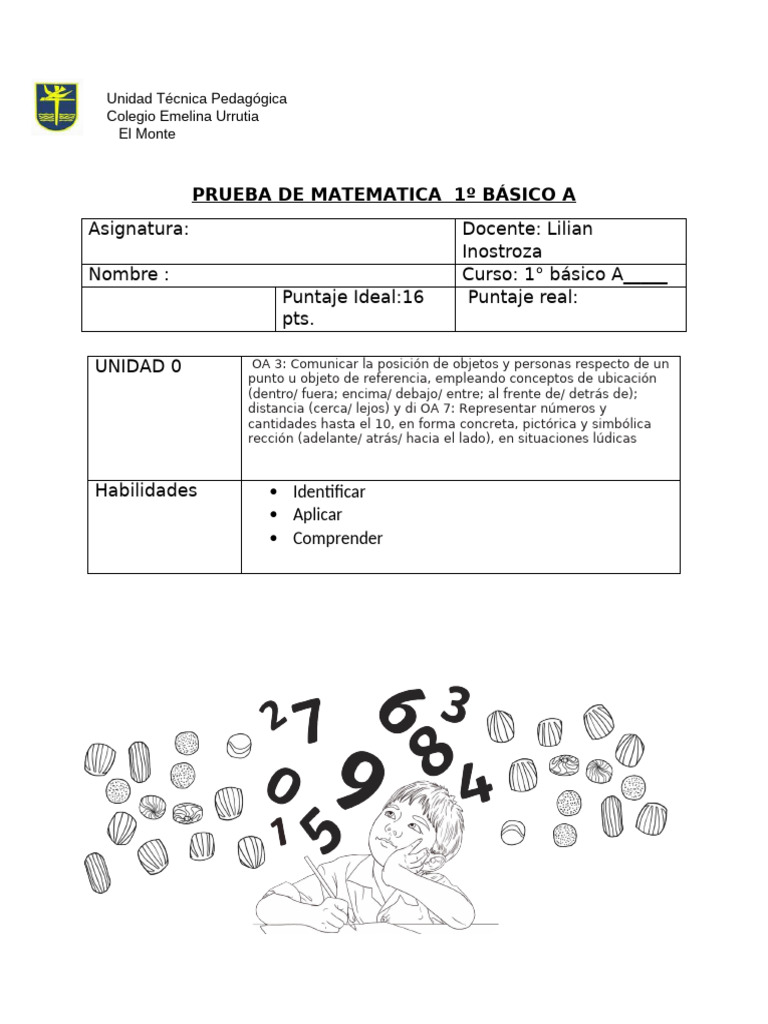 Diagnostico Matematicas 1 Basico | PDF