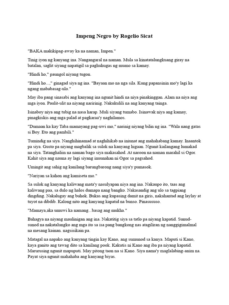 Impeng Negro by Rogelio Sicat | PDF