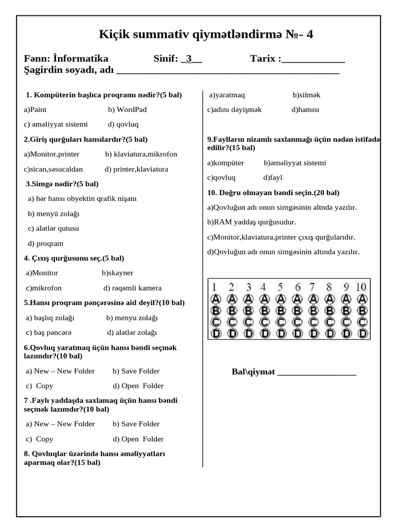 KSQ 4 3cusinif | PDF