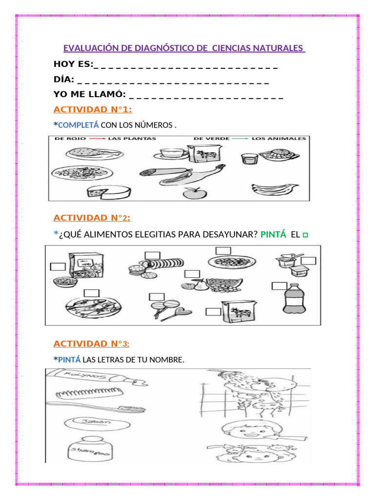 Eval Diag Cs Nat 1grado 2025 | PDF