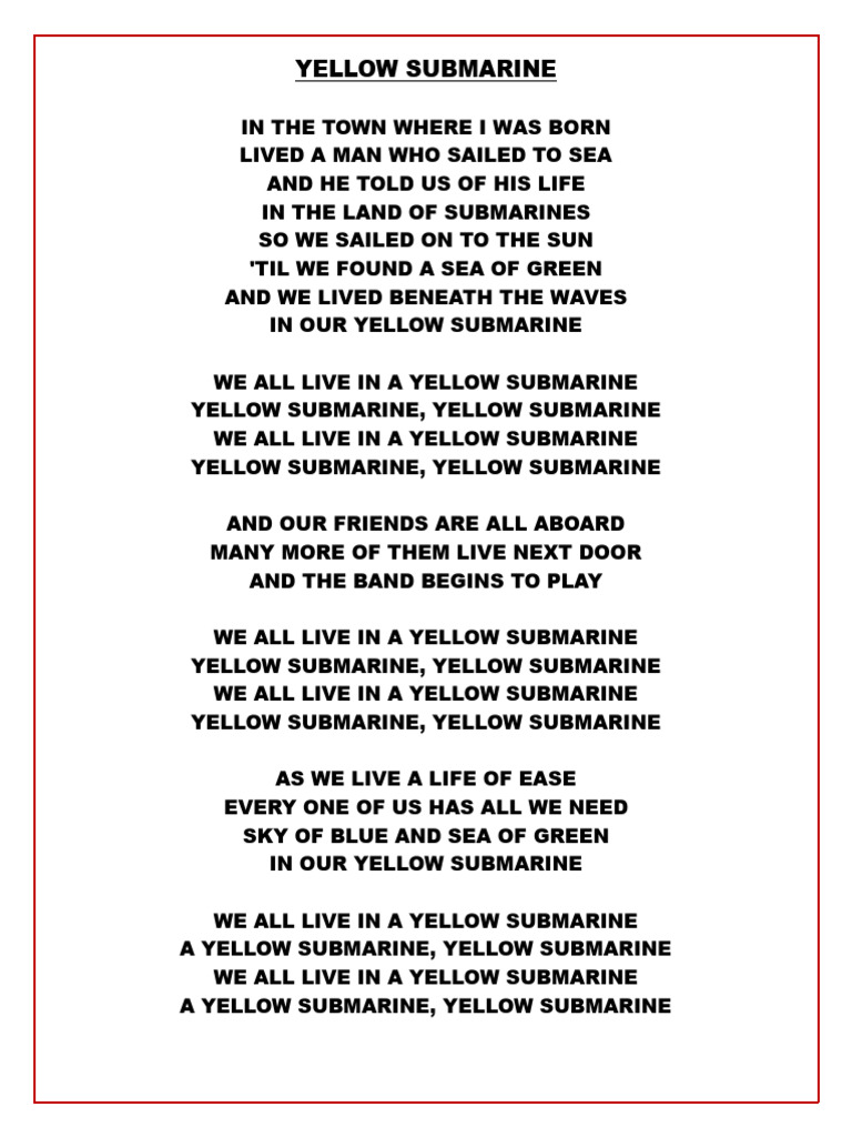 Yellow Submarine Letra | PDF