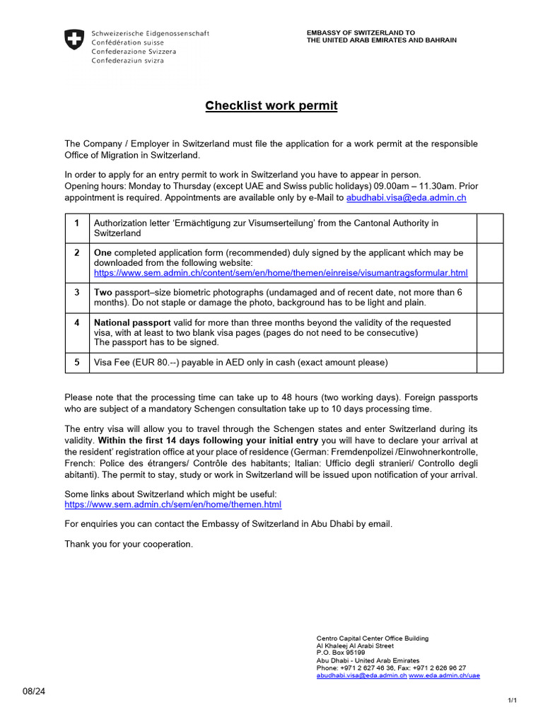 SW Checklist Work Permit Visa | PDF | Travel Visa | Passport